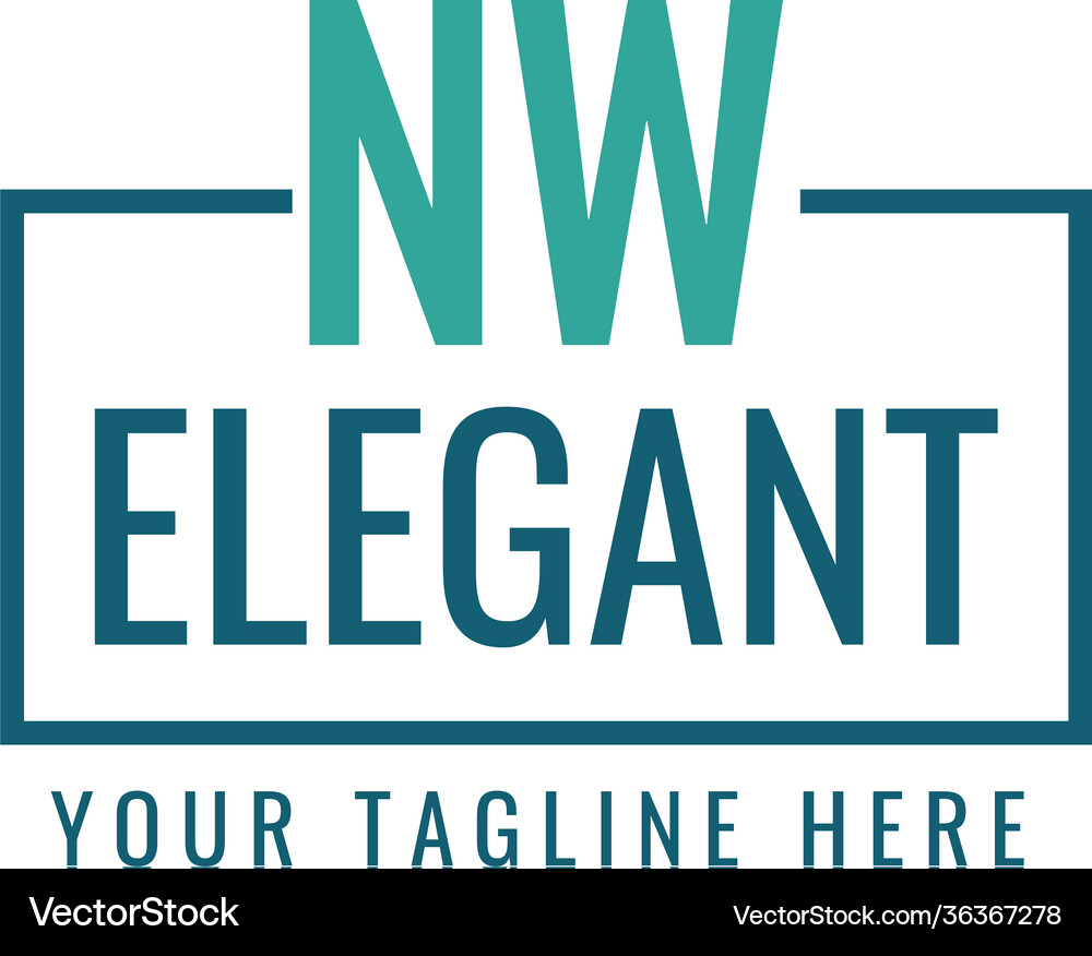 Initial letter nw box monogram simple logo Vector Image