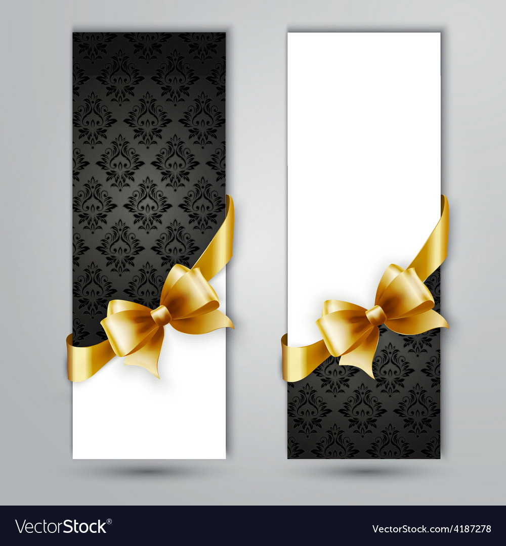 Invitation card with gold holiday ribbon Vector Image