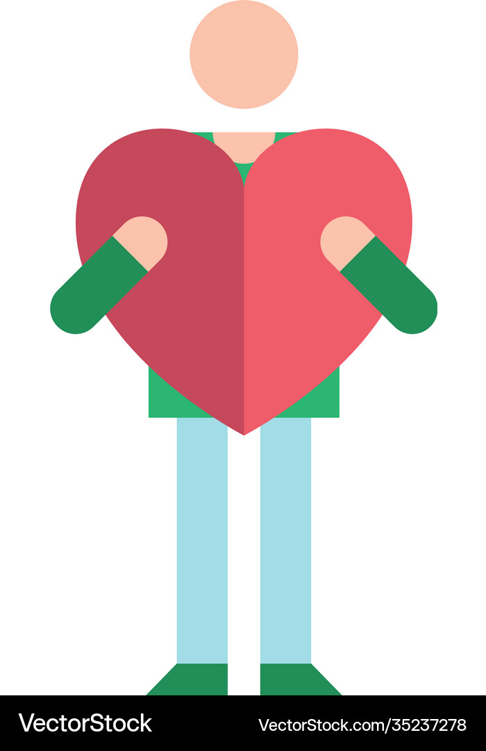Man lifting heart love feeling character Vector Image