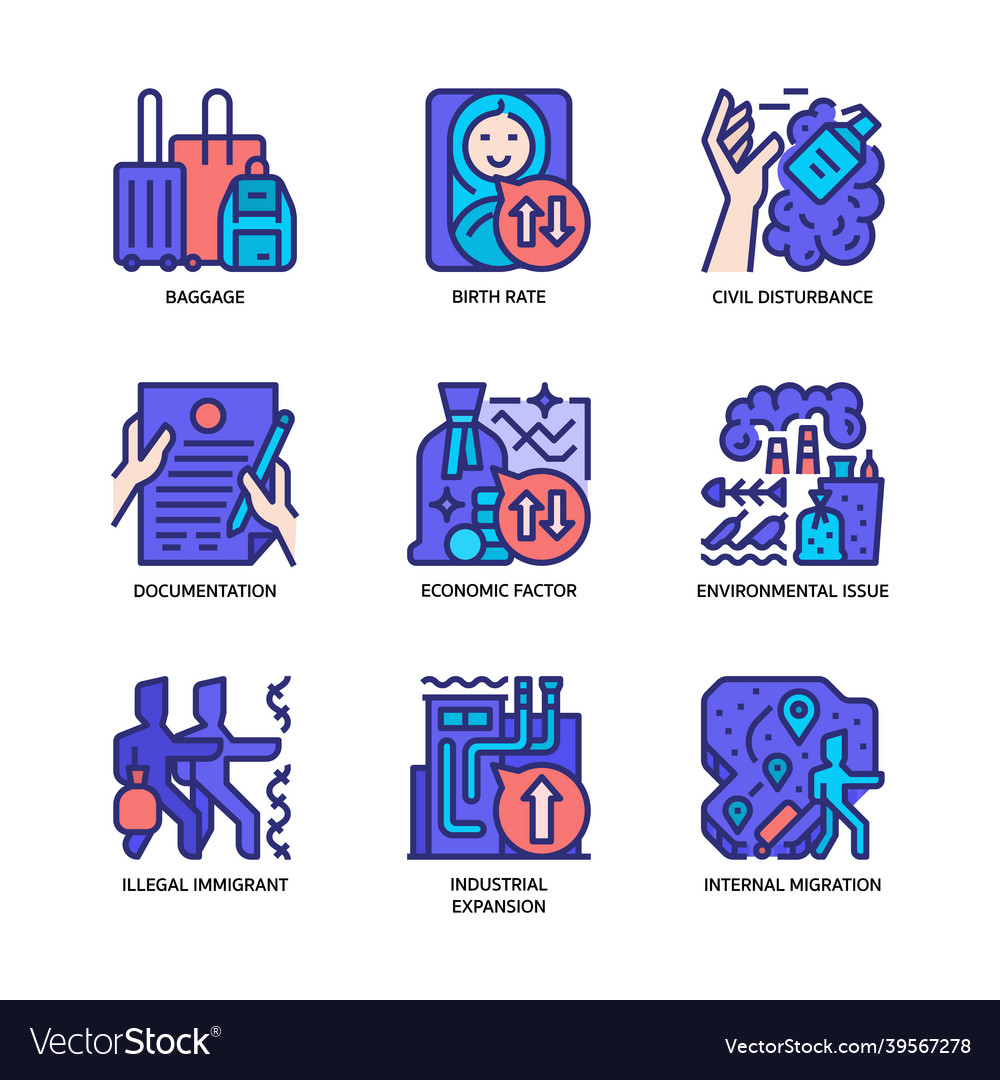 Migration icons set Royalty Free Vector Image - VectorStock