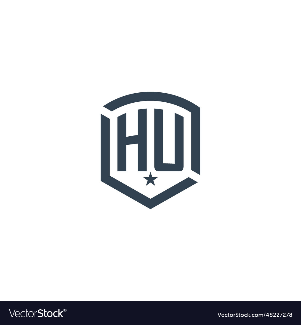 Monogram hu star shield logo design inspiration Vector Image