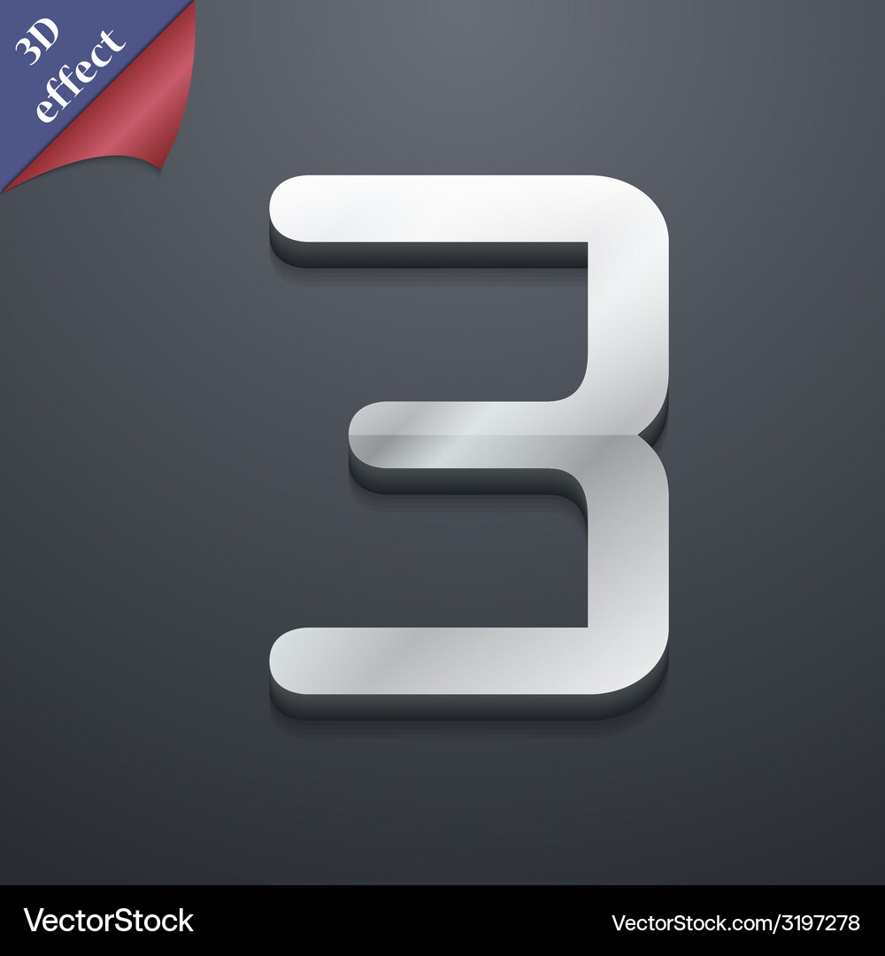 Number three icon symbol 3D style Trendy modern Vector Image