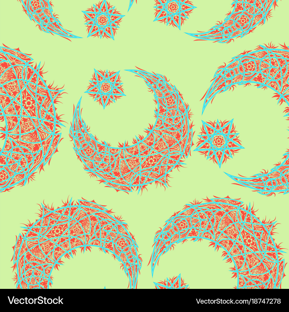 Oriental pattern moon and stars islam arabic Vector Image