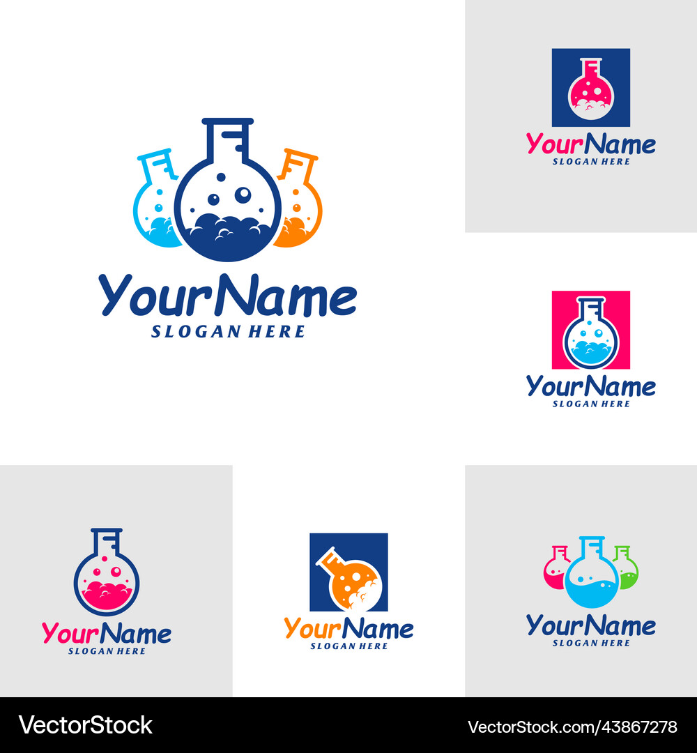 Set of lab logo design template science Royalty Free Vector