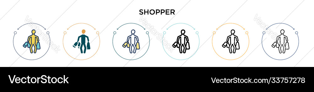 Shopper icon in filled thin line outline Vector Image