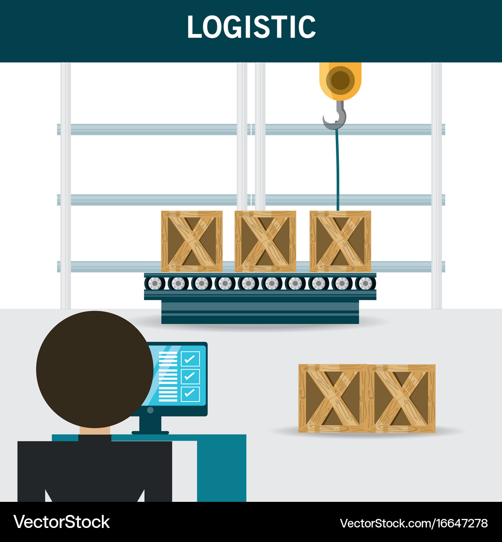 Warehouse with boxes for shipping and logistic Vector Image