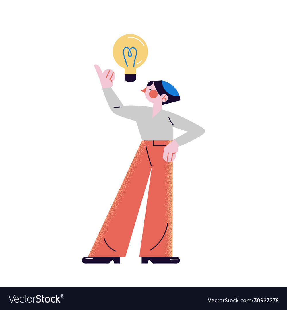 Young man standing and showing eureka gesture Vector Image