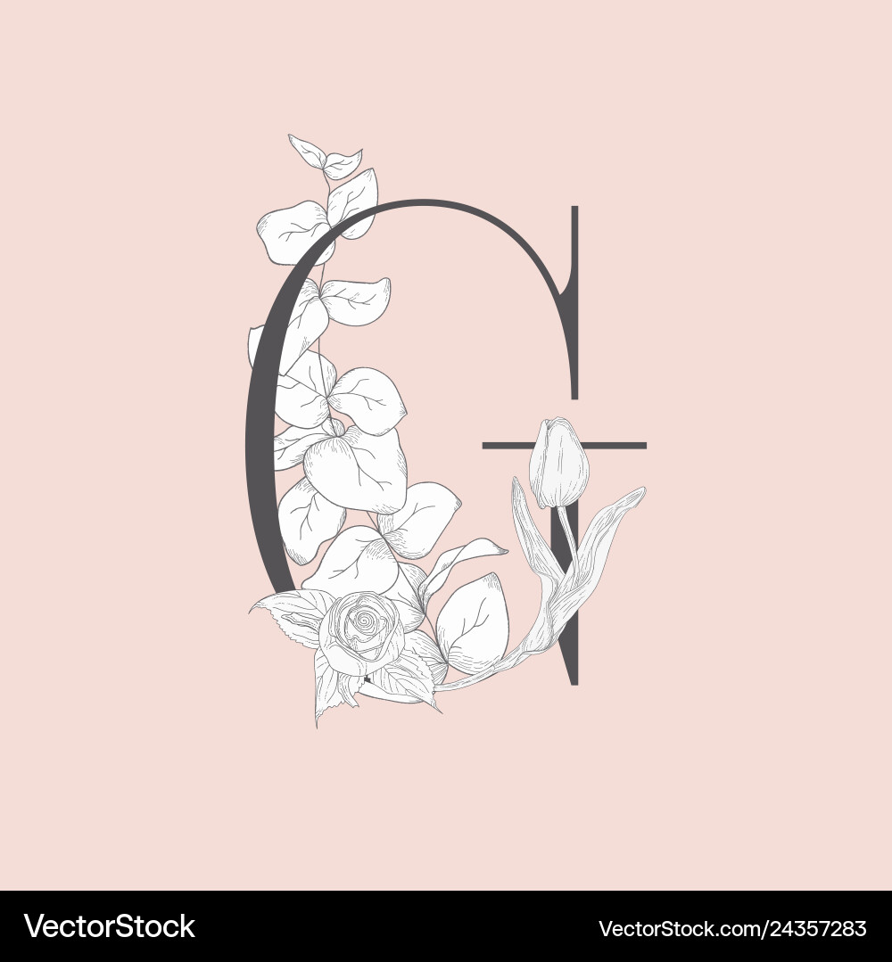 Blooming floral elegant g monogram and logo Vector Image