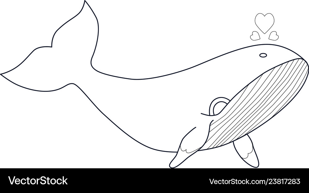 Cartoon whale with hearts Royalty Free Vector Image