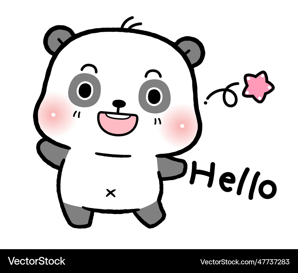 Cute cartoon little panda say hello Royalty Free Vector
