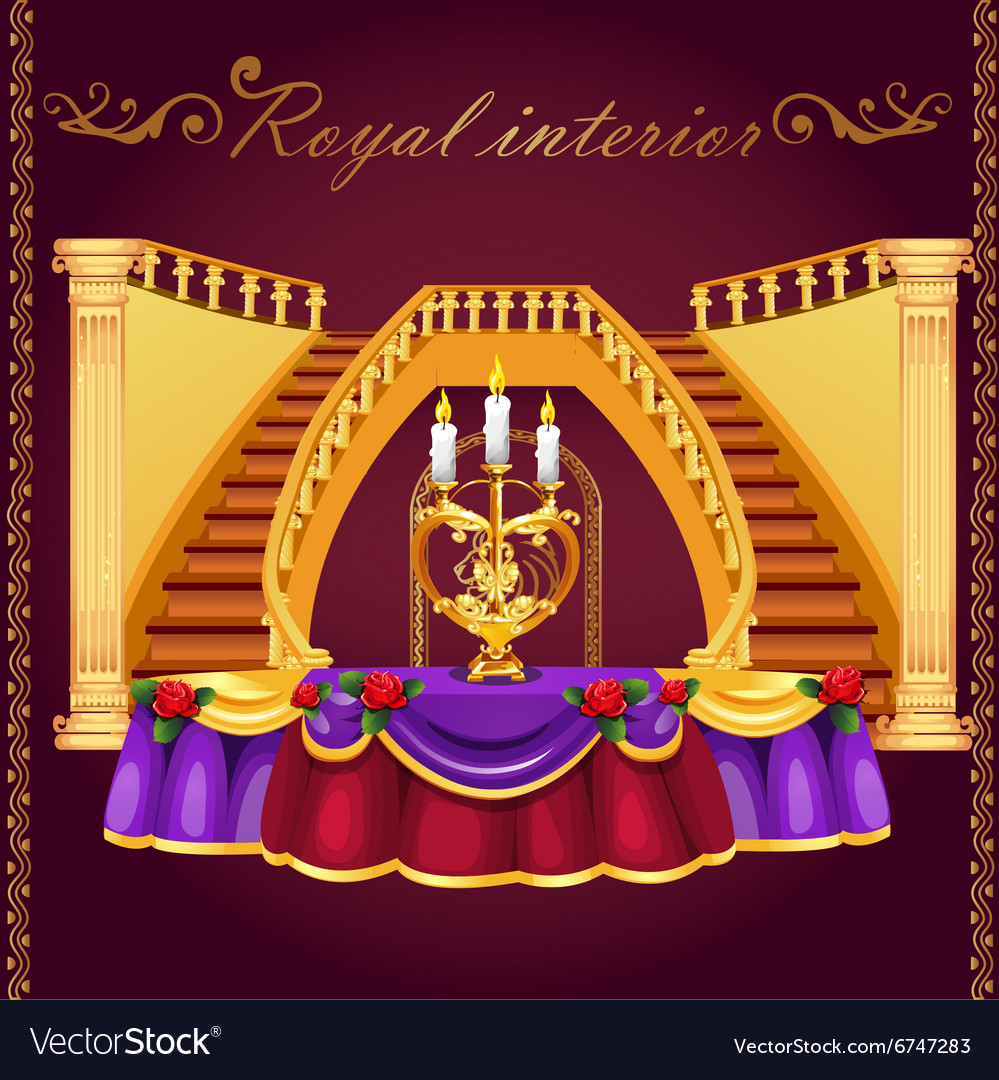 Golden staircase and table with candlestick Vector Image Golden staircase and table with candlestick Vector Image