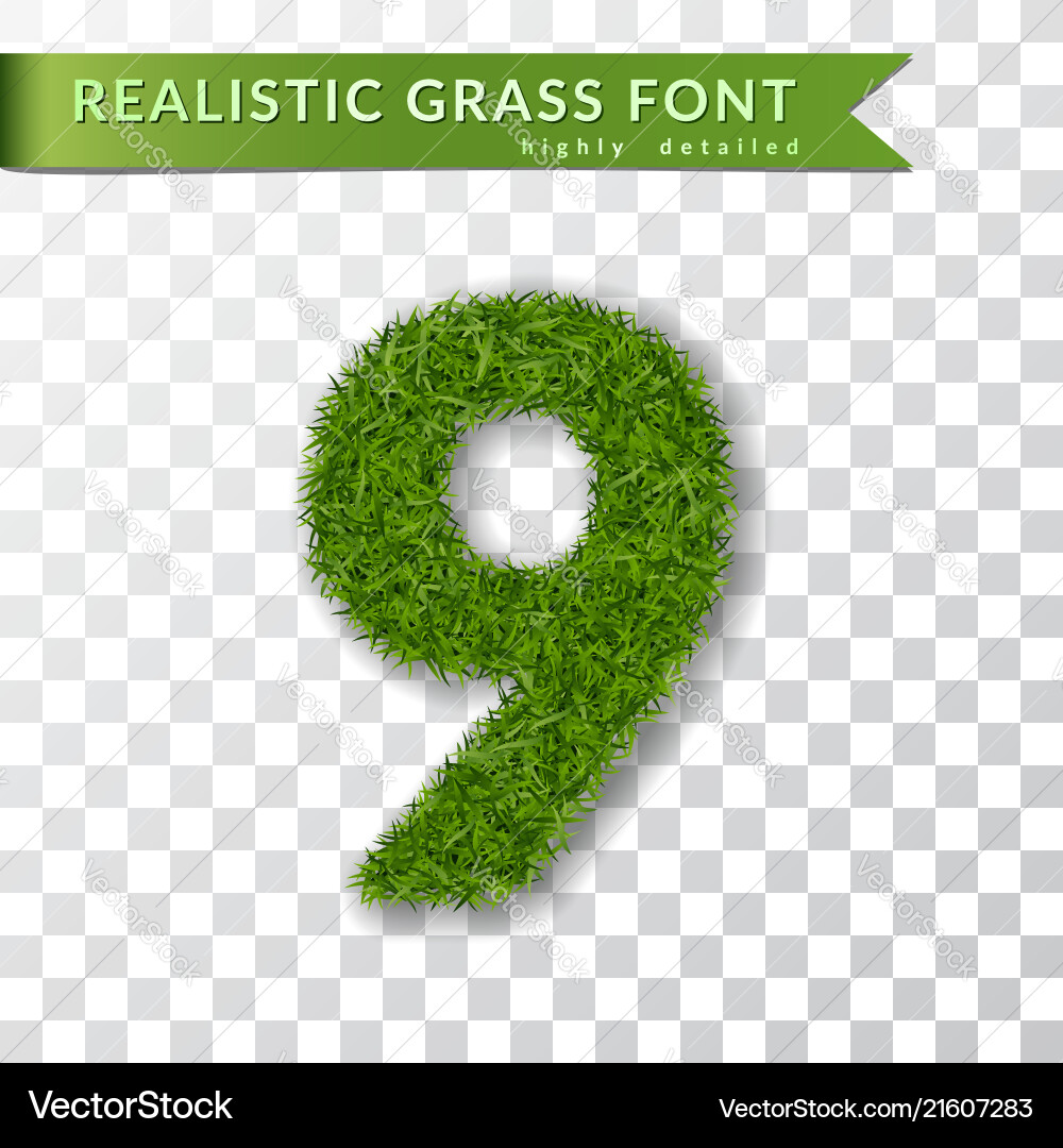 Grass number nine green number 9 isolated Vector Image