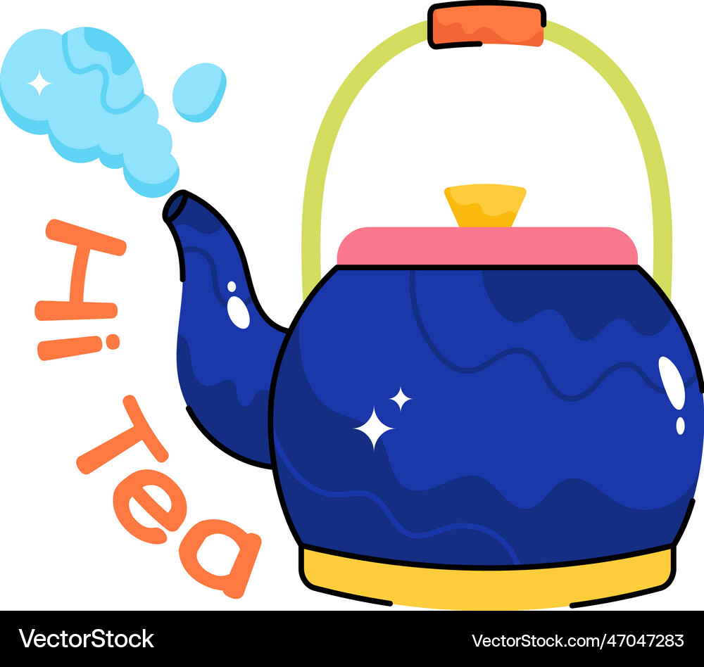 Kettle doodle fill outline icon eps 10 fil Vector Image