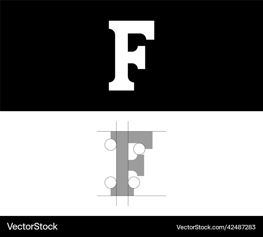 Letter f serif font logo Royalty Free Vector Image