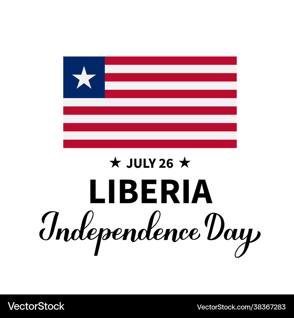 Liberia independence day lettering with flag Vector Image