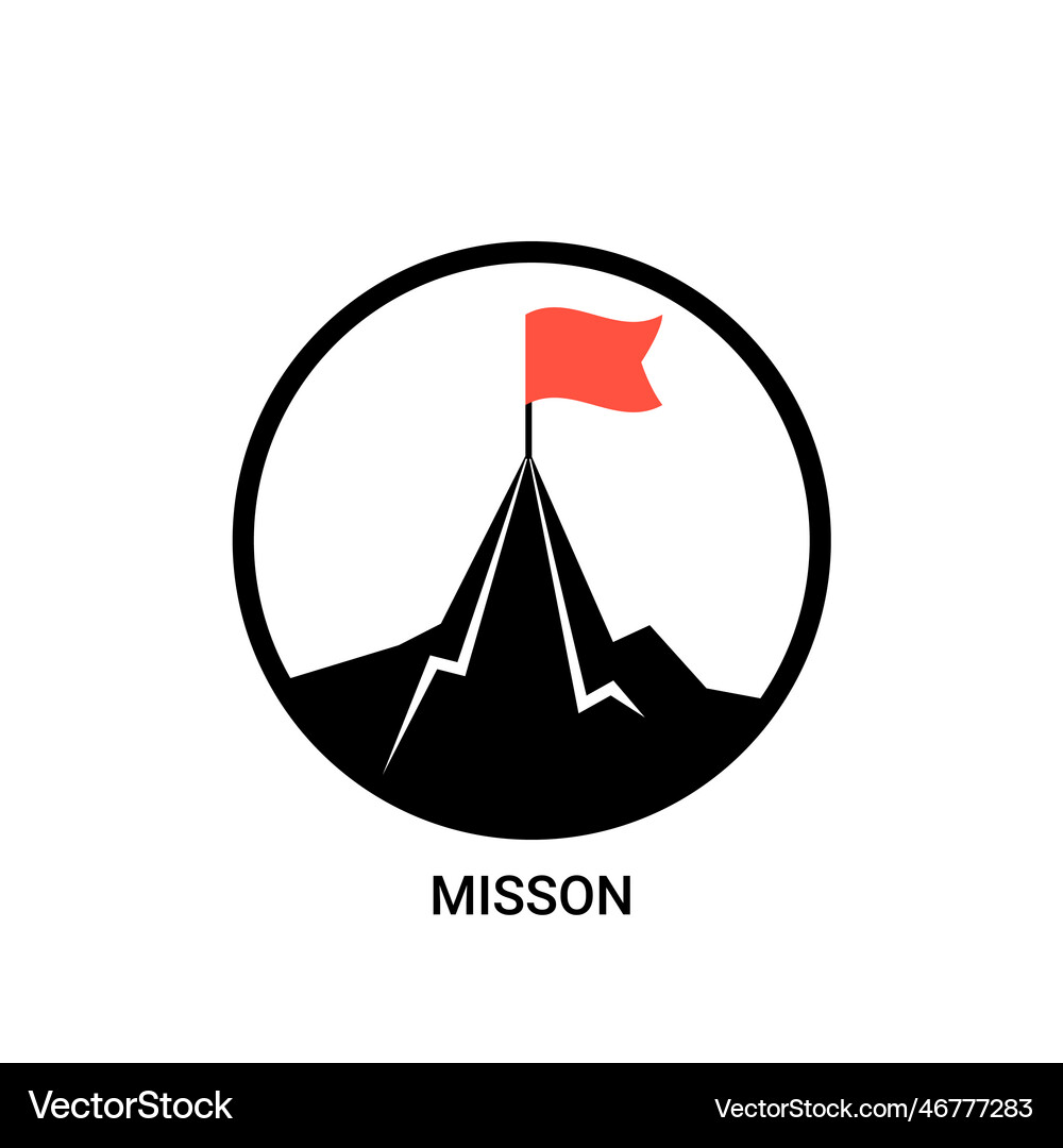 Mountain flag mission flat icon success startup Vector Image