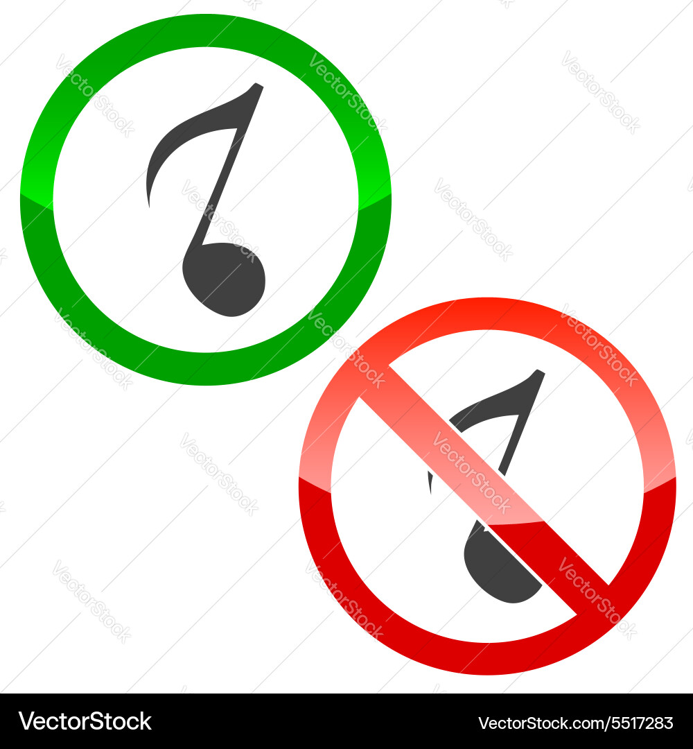 Music permission signs set 3 Royalty Free Vector Image
