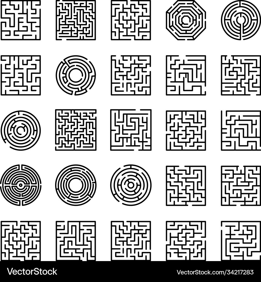 Pack maze icons Royalty Free Vector Image - VectorStock