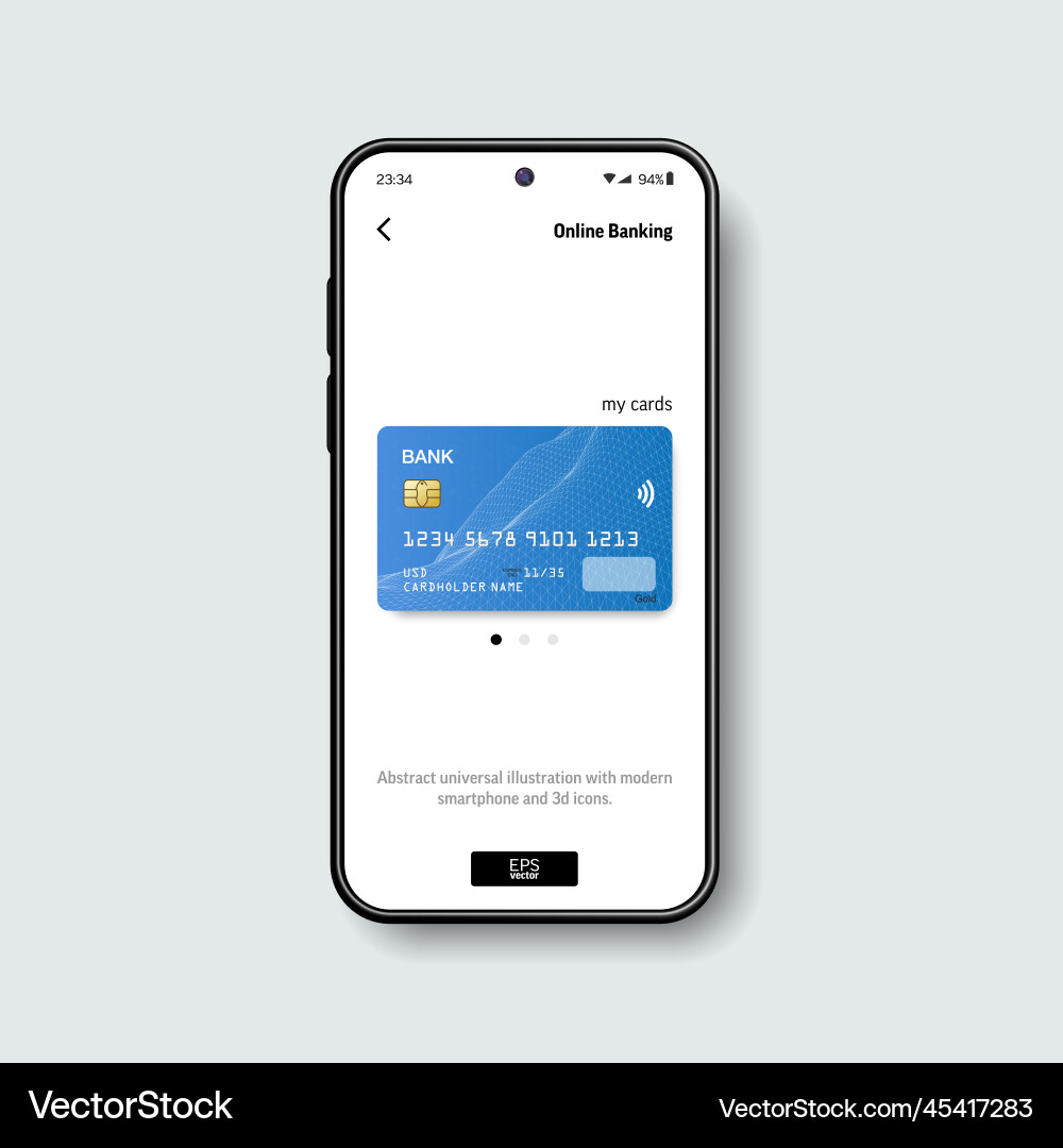 Realistic smartphone and plastic credit card Vector Image