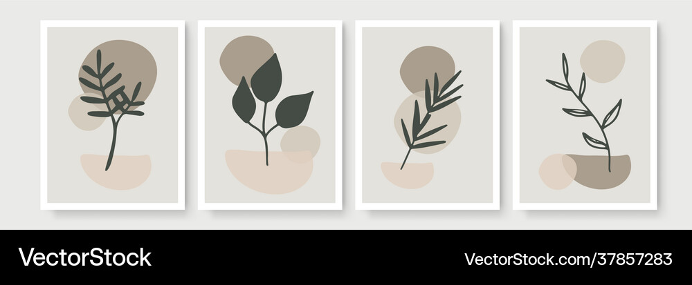 Set poster in minimal boho style with tropical Vector Image