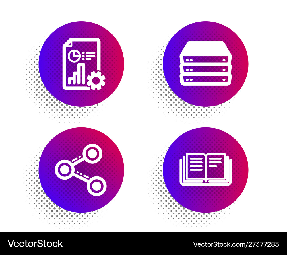 Share servers and report icons set education Vector Image