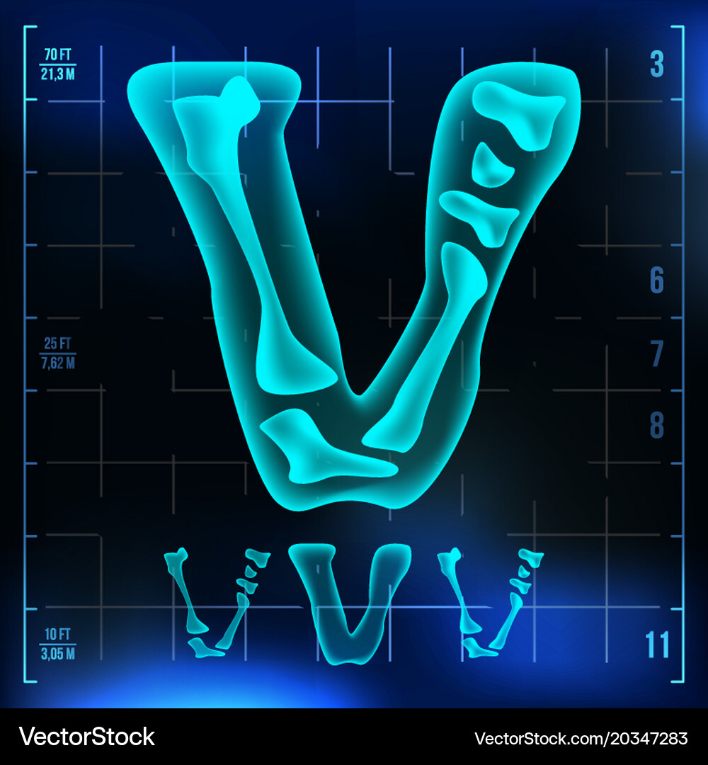 V letter capital digit roentgen x-ray Royalty Free Vector