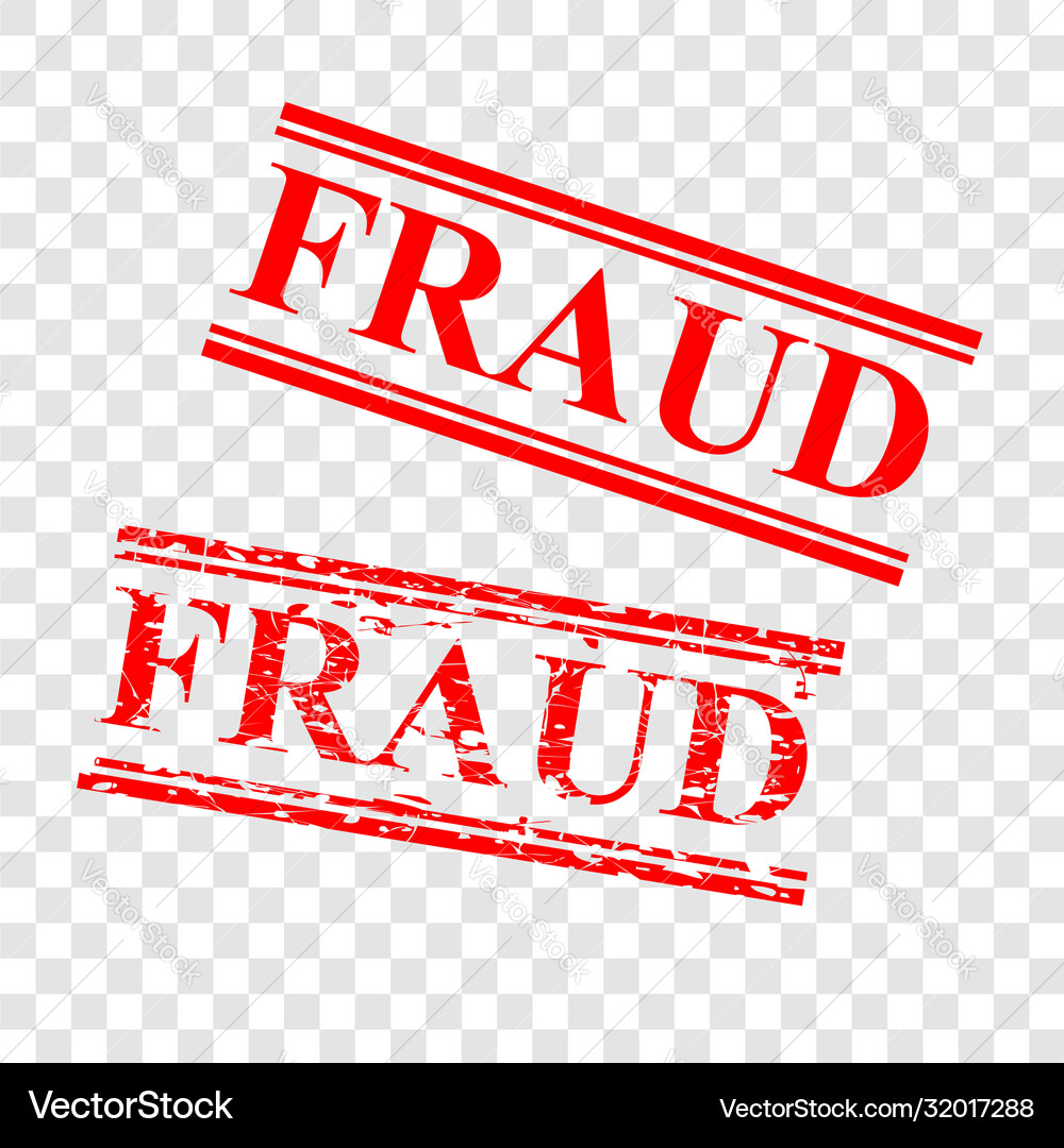 2 style red rubber stamp fraud at transparent Vector Image