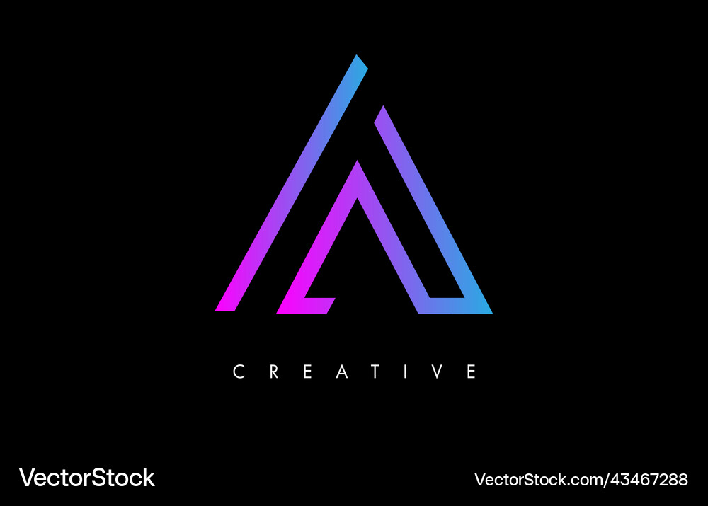 A letter logo monogram with purple violet lines Vector Image