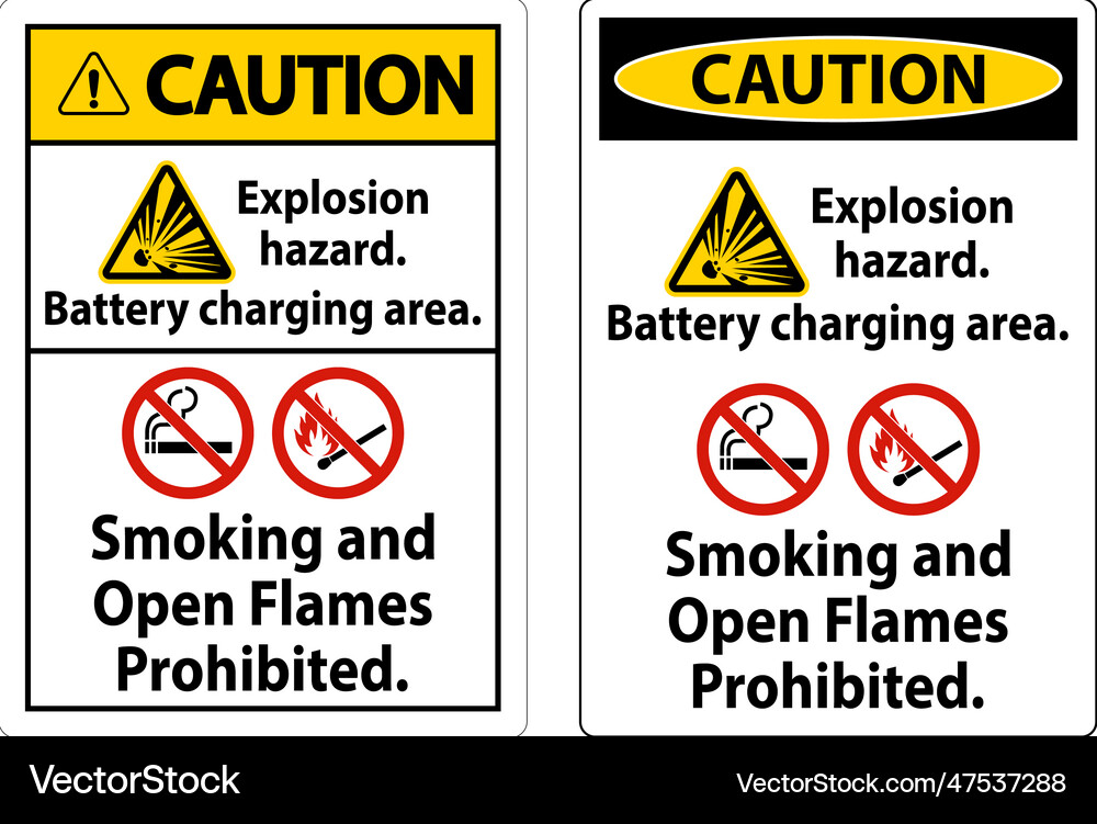 Caution sign explosion hazard battery charging Vector Image