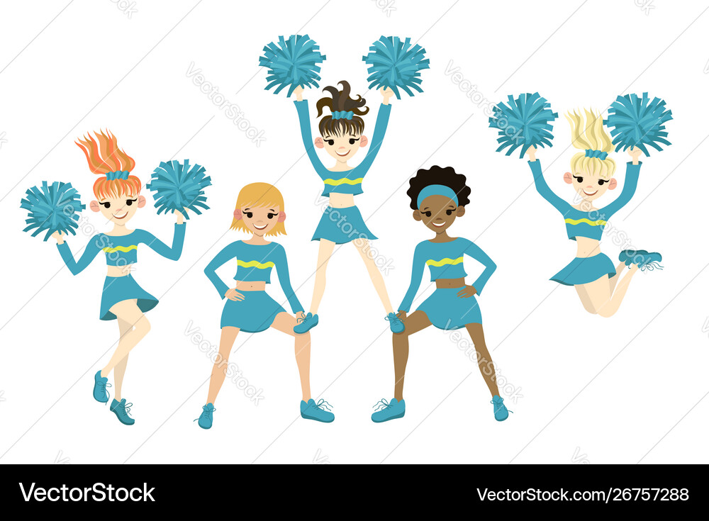 Collection cheerleaders isolated on a white Vector Image