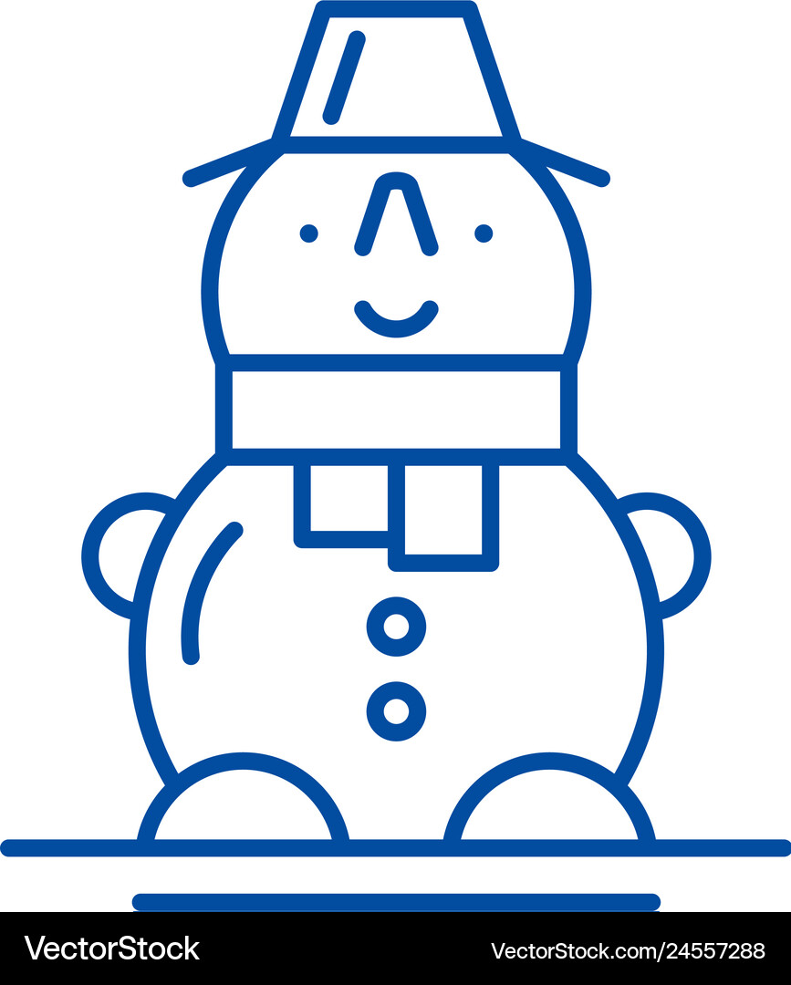 Cute snowman line icon concept snowman flat Vector Image