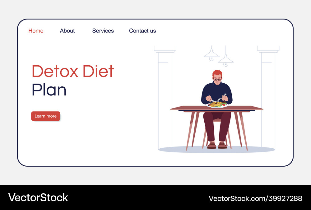 Detox diet plan landing page template healthy Vector Image
