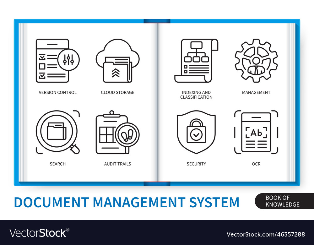 Document management infographics linear elements Vector Image