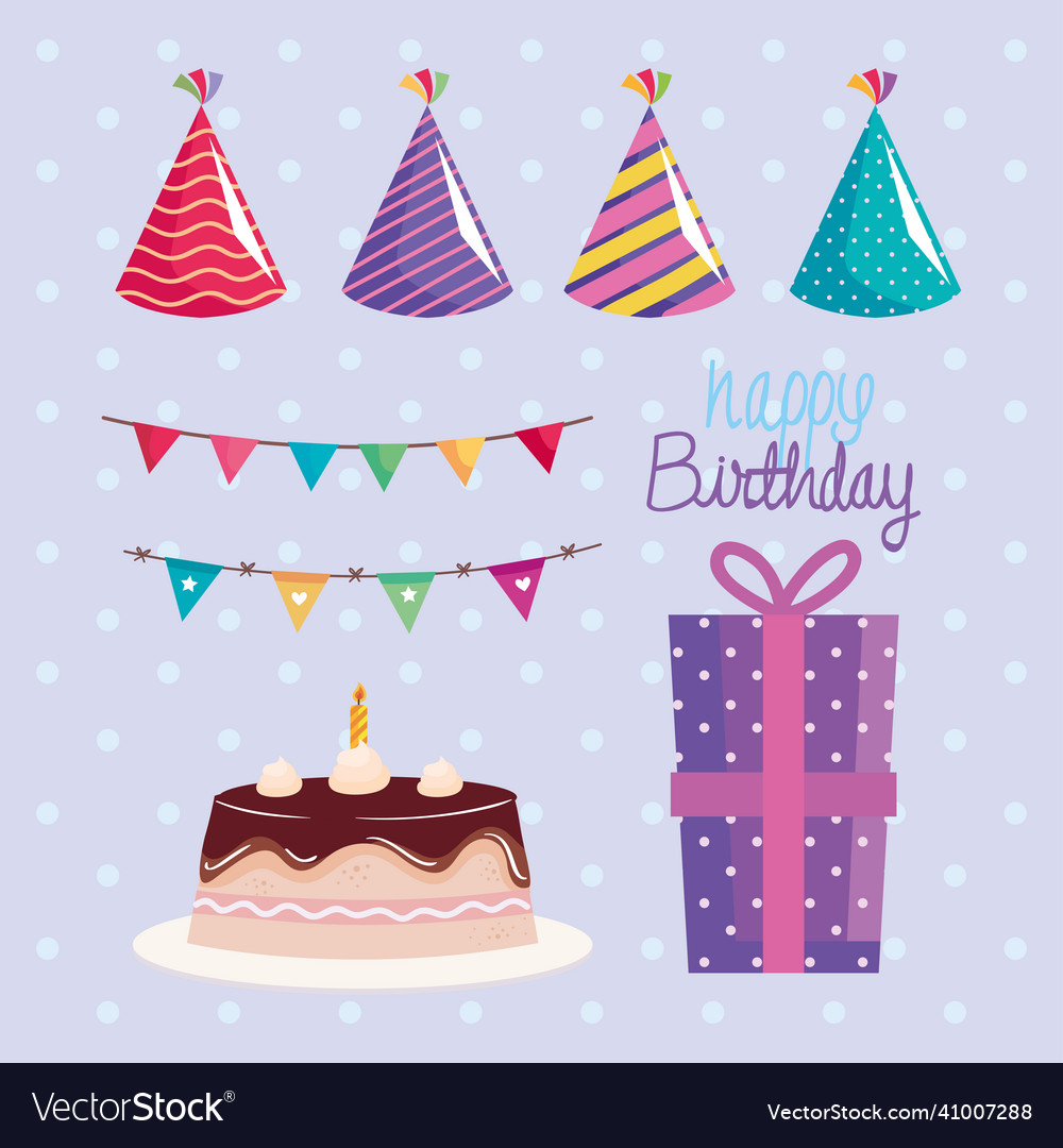 Happy birthday objects Royalty Free Vector Image