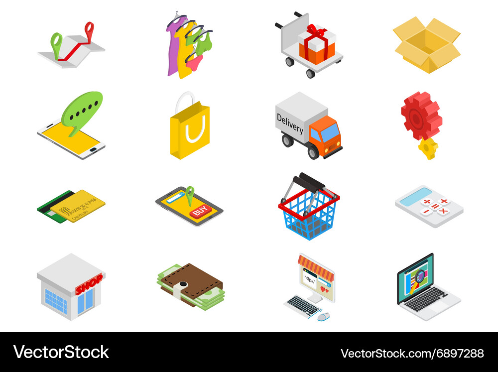 Isometric sale icons set Royalty Free Vector Image