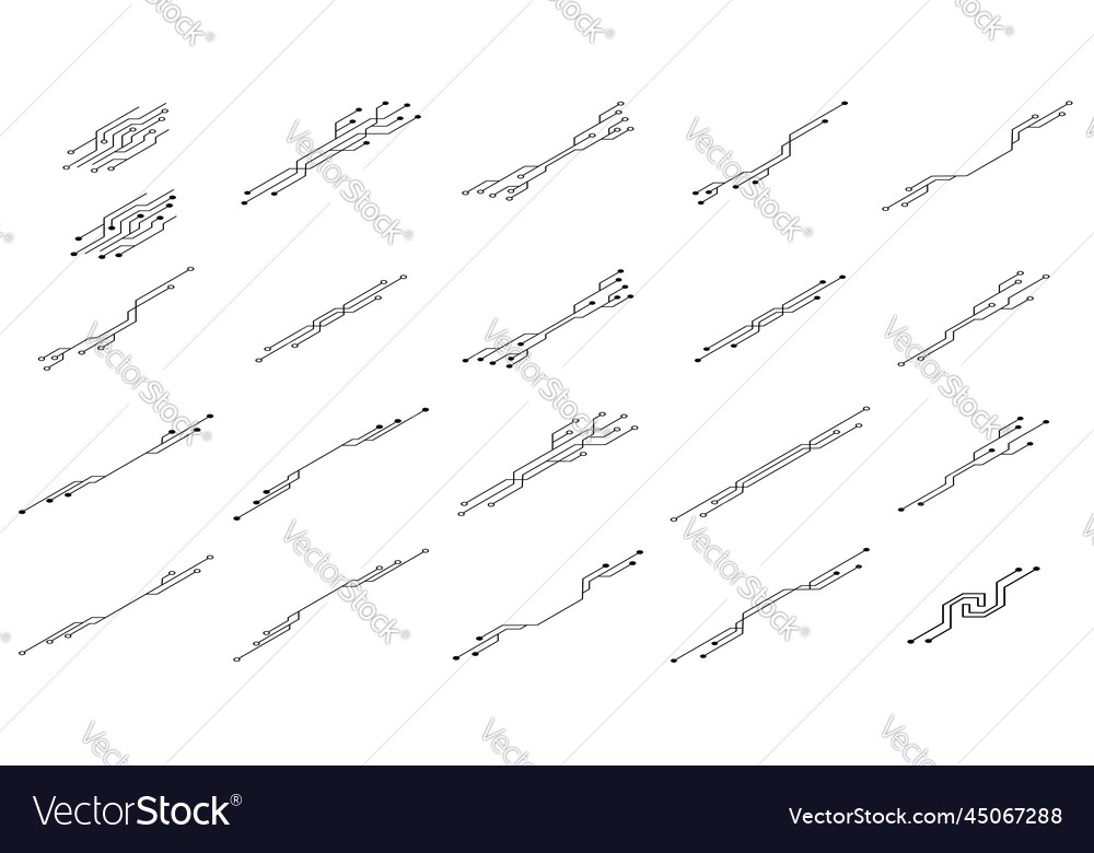Isometric set of printed circuit board pcb tracks Vector Image Isometric set of printed circuit board pcb tracks Vector Image