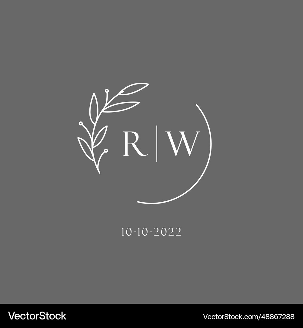 Letter rw wedding monogram logo design ideas Vector Image