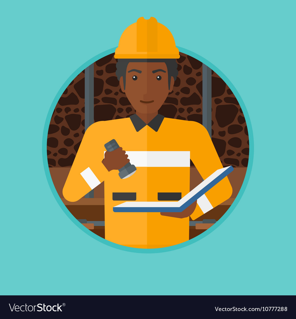 Miner checking documents Royalty Free Vector Image