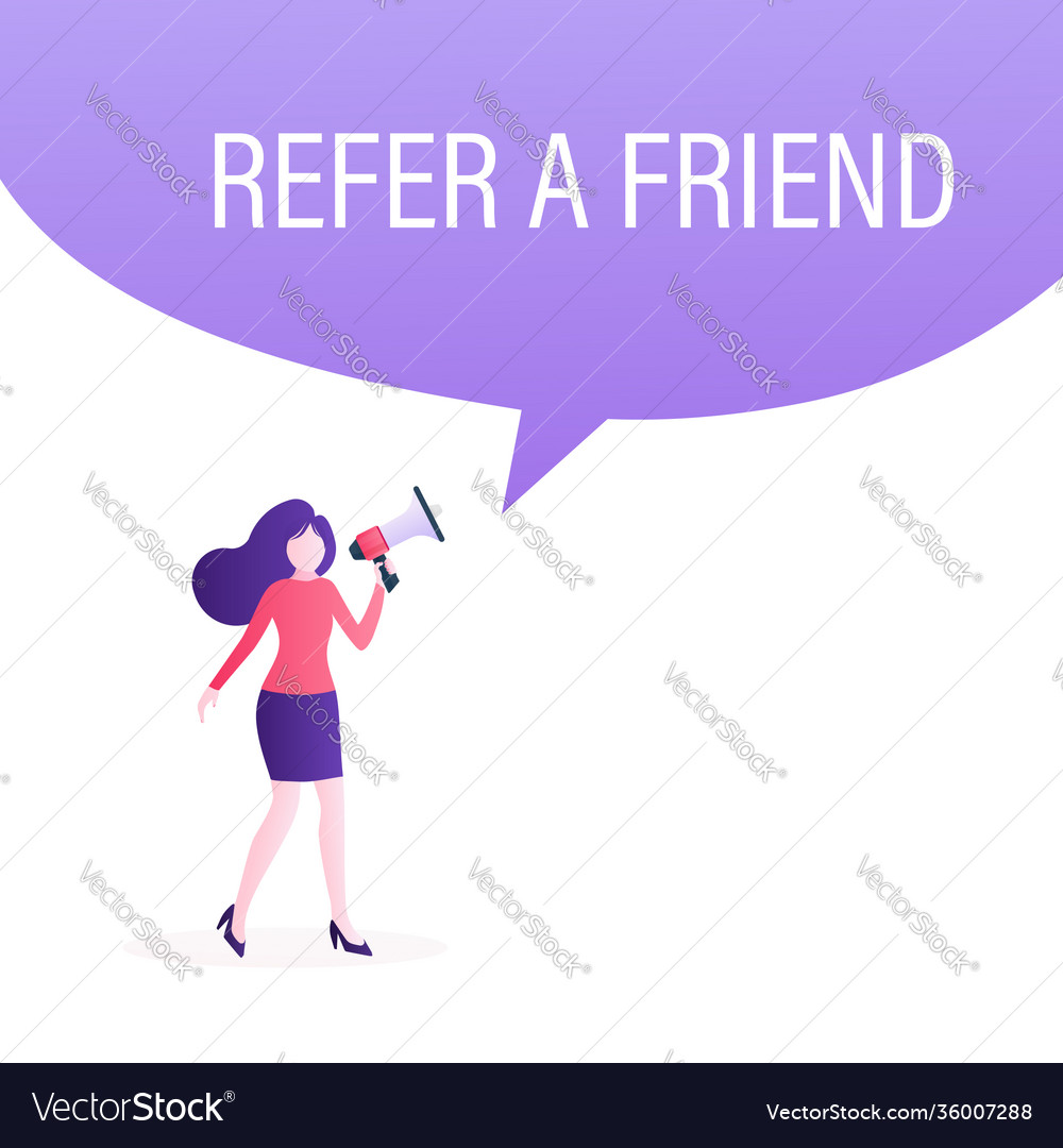Refer a friend concept design people share info Vector Image Refer a friend concept design people share info Vector Image