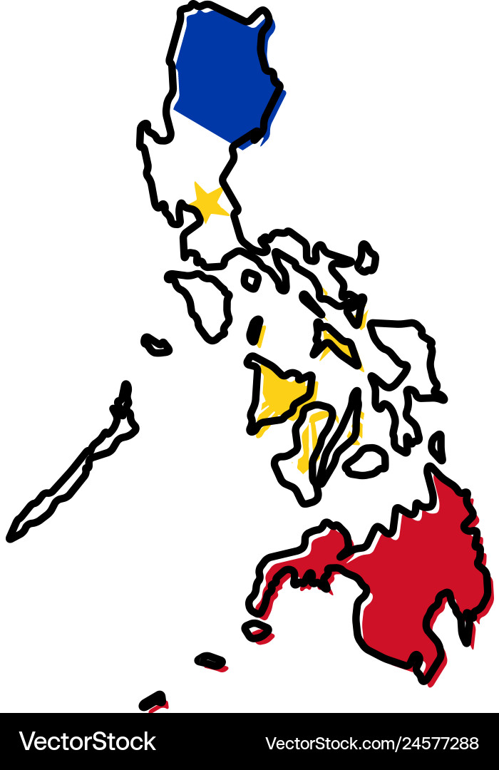 Simplified map of philippines outline with Vector Image