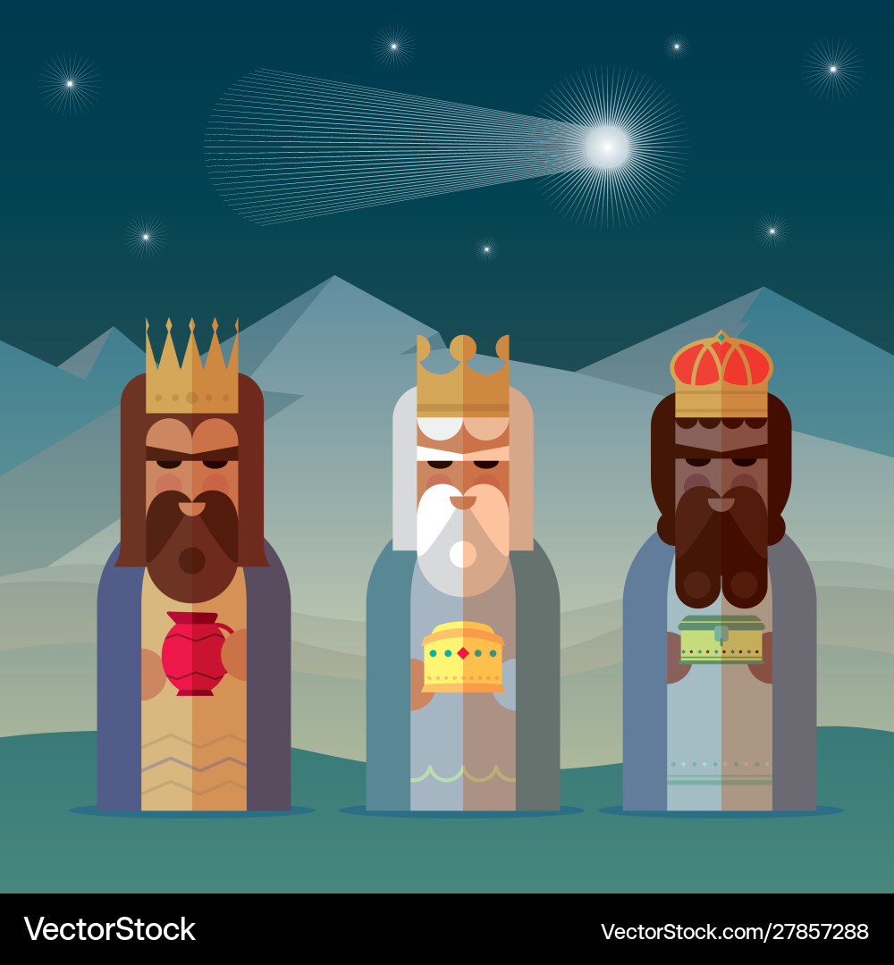 Three magic kings orient cartoons Royalty Free Vector Image