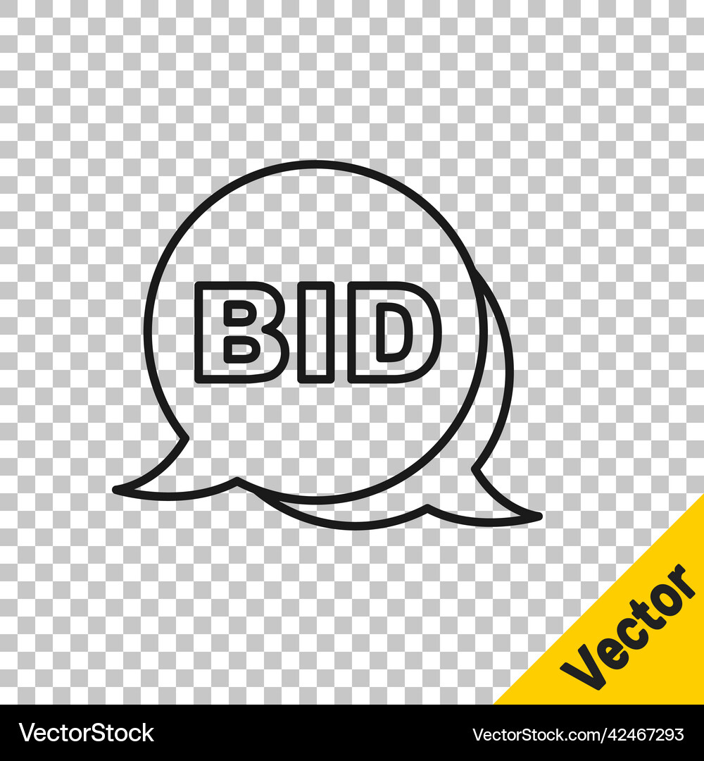 Black line bid icon isolated on transparent Vector Image