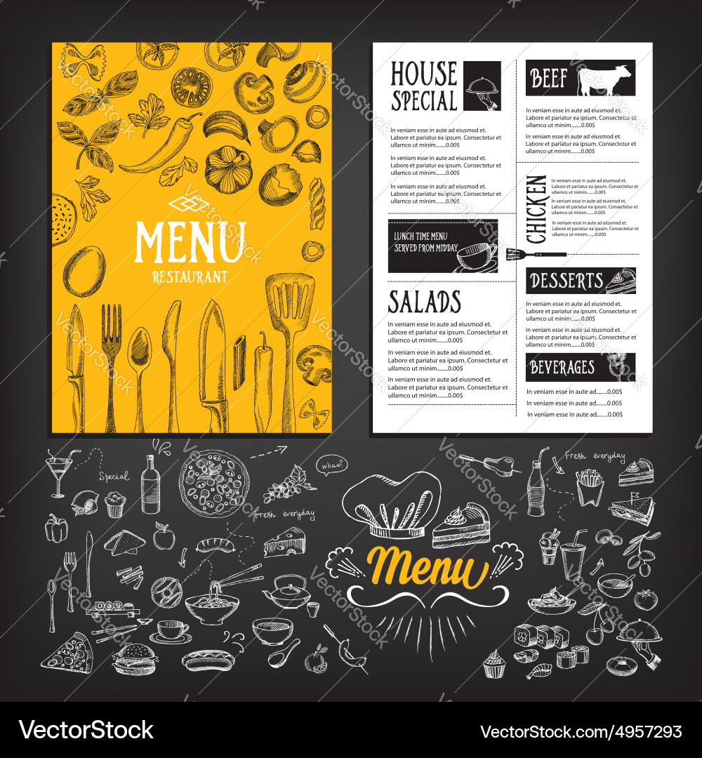 Cafe menu restaurant brochure Food design template