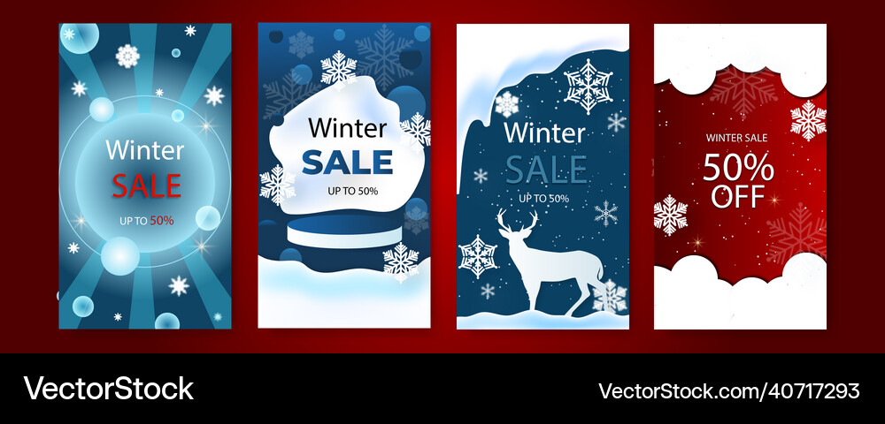 Collection of abstract background designs winter Vector Image
