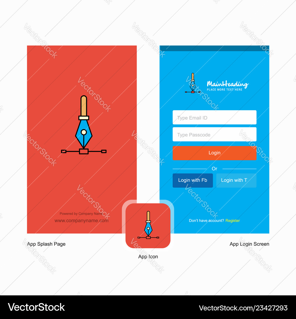 Company splash screen and login page design Vector Image