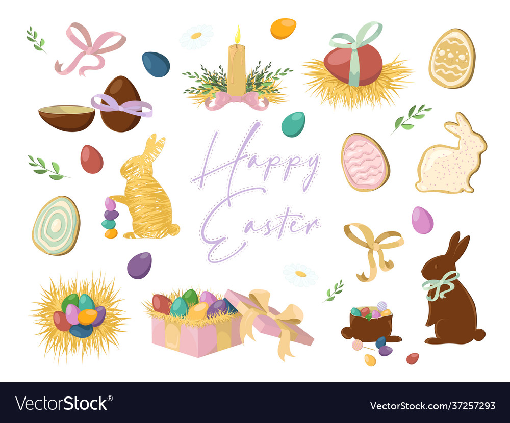 Cute easter set Royalty Free Vector Image - VectorStock
