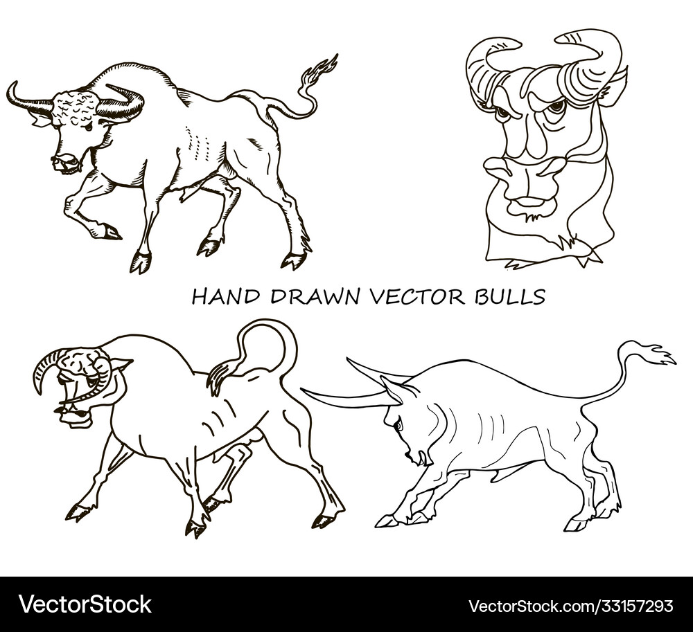 Hand drawn a bull symbol 2021 Royalty Free Vector Image