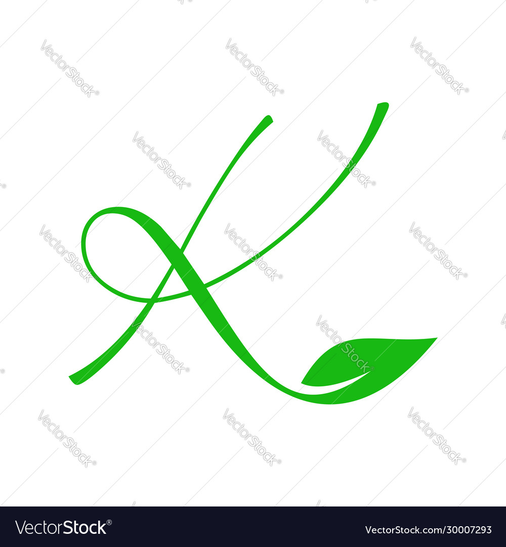 Handwriting initial leaf k Royalty Free Vector Image