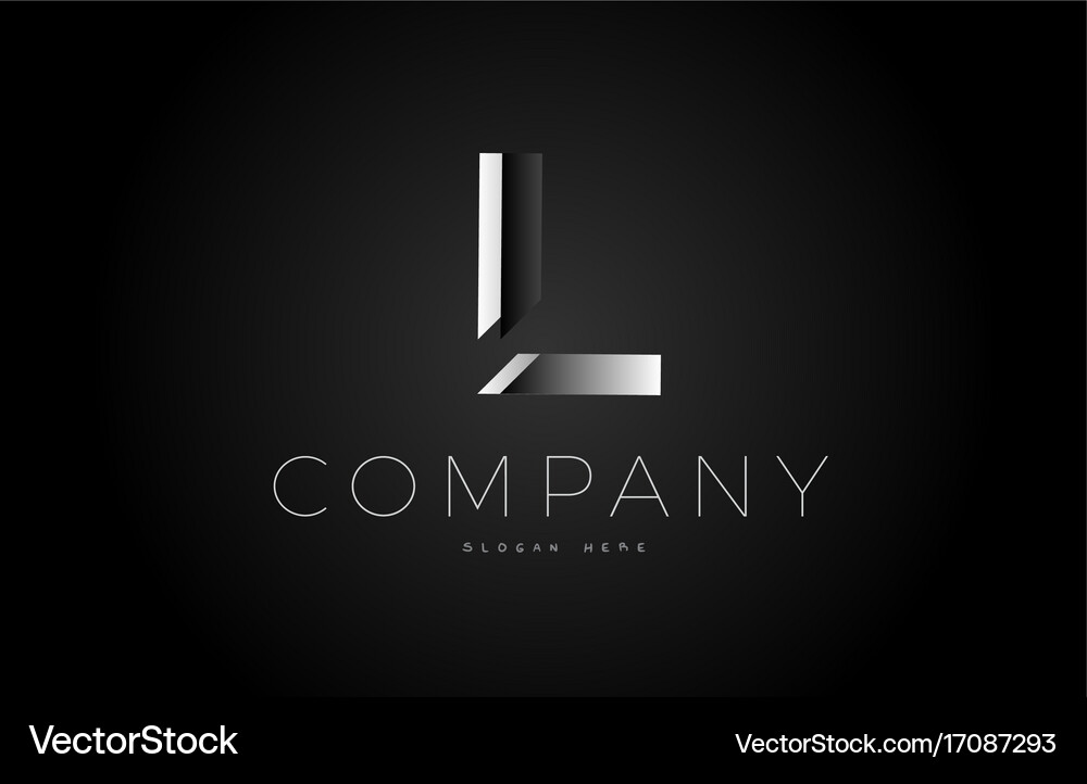 L black white silver letter logo design icon Vector Image