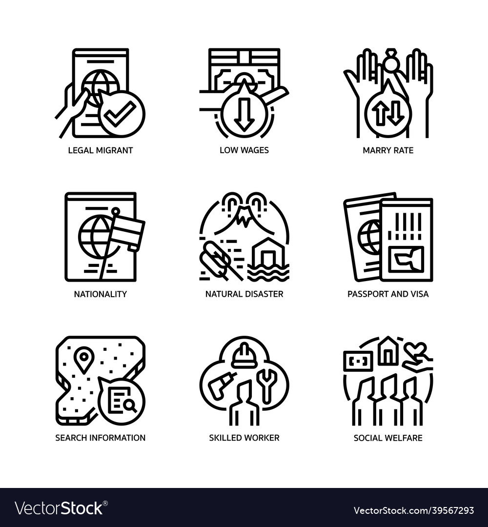 Migration icons set Royalty Free Vector Image - VectorStock
